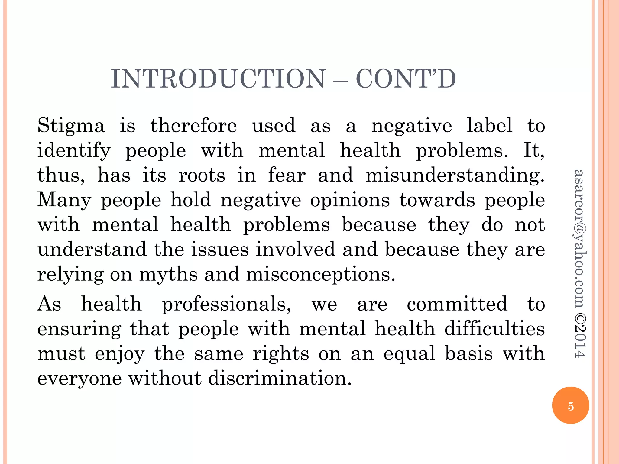 Stigma and mental illness | PPT