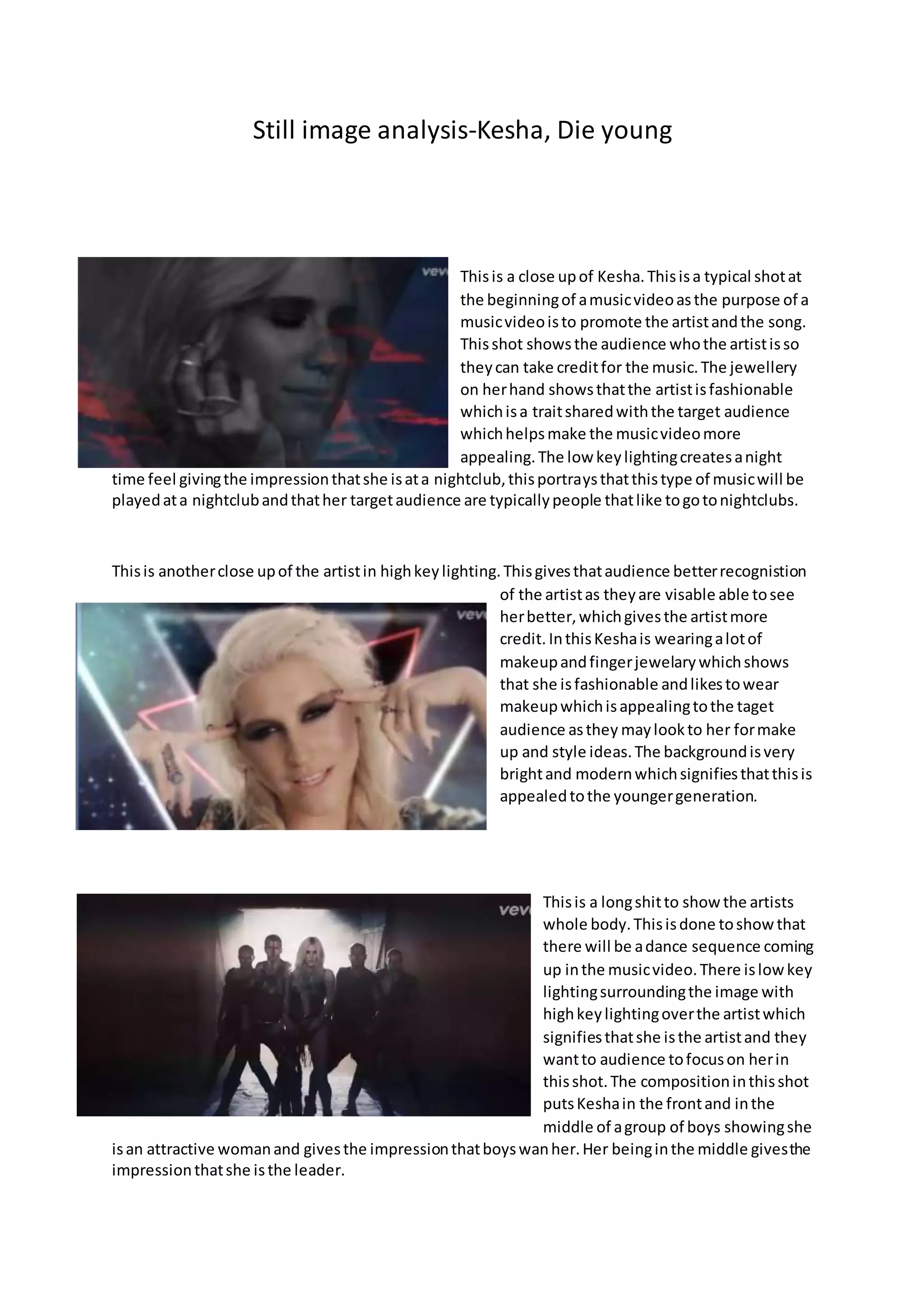 Still image analysis 2 kesha | PDF