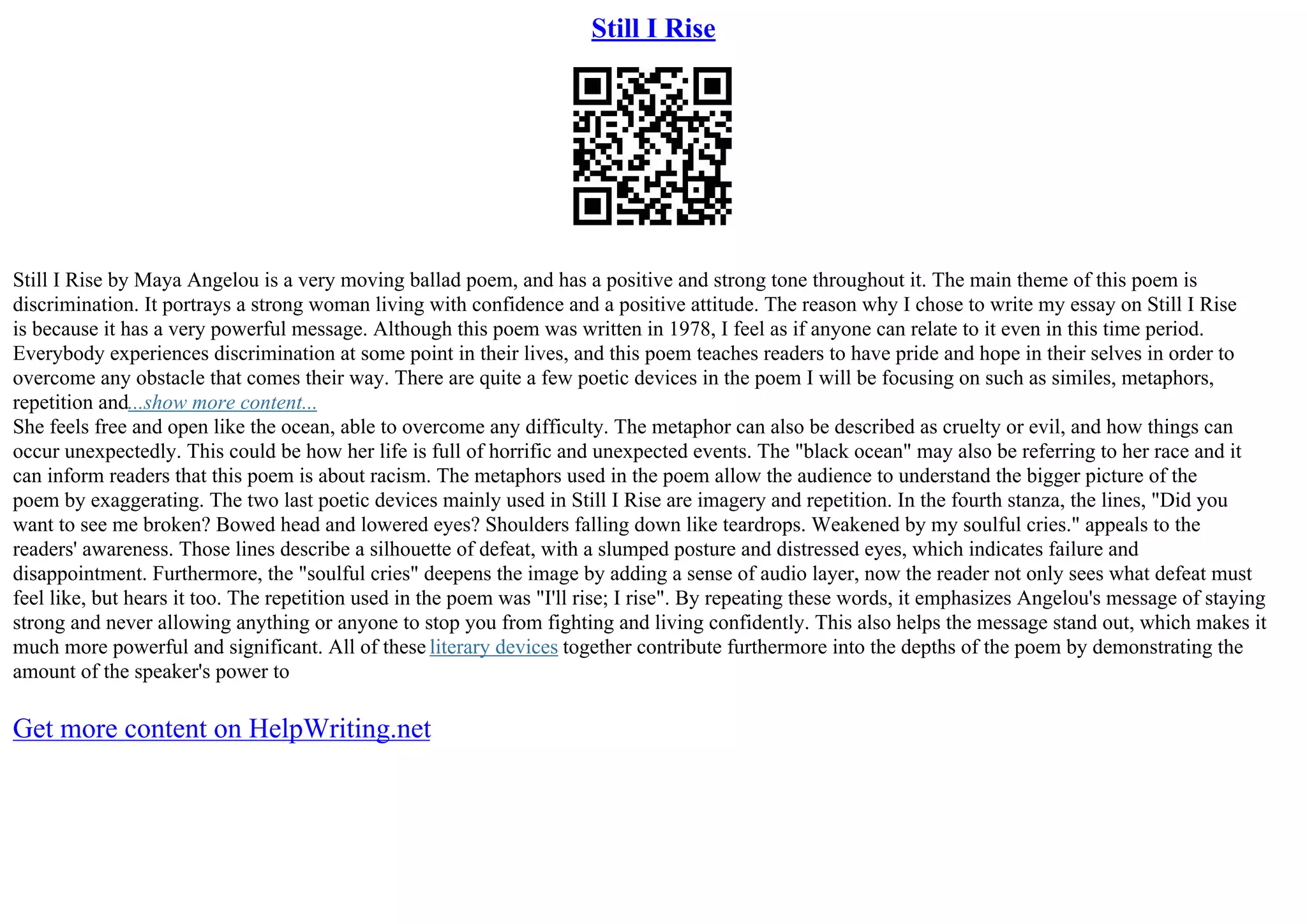 Still I Rise | PDF