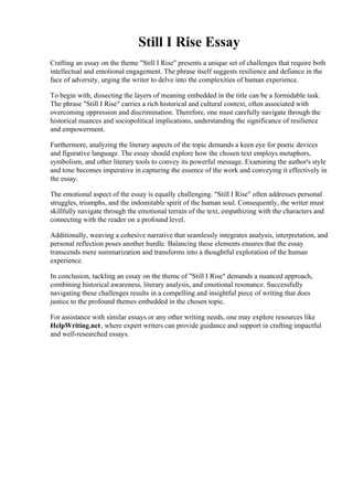 Still I Rise Essay | PDF