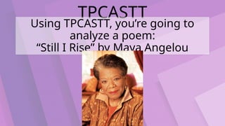 TPCASTT Poetry Analysis Maya Angelou "Still I Rise" | PPTX
