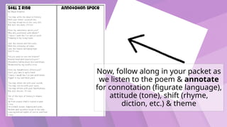 TPCASTT Poetry Analysis Maya Angelou "Still I Rise" | PPTX