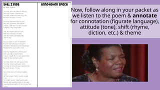 TPCASTT Poetry Analysis Maya Angelou "Still I Rise" | PPTX