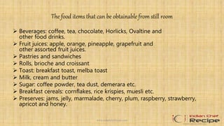 Still room, plate room, pantry room in hotel | PPTX