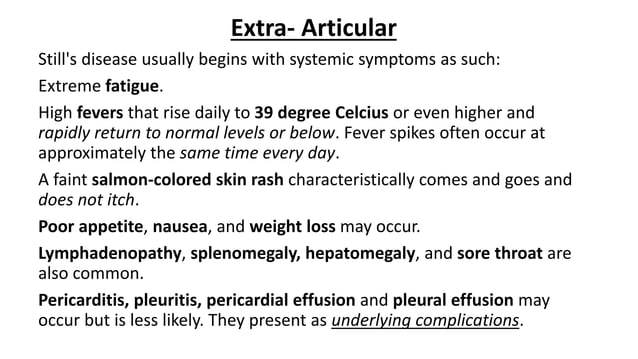 Still's disease | PPTX | Infectious Diseases | Diseases and Conditions