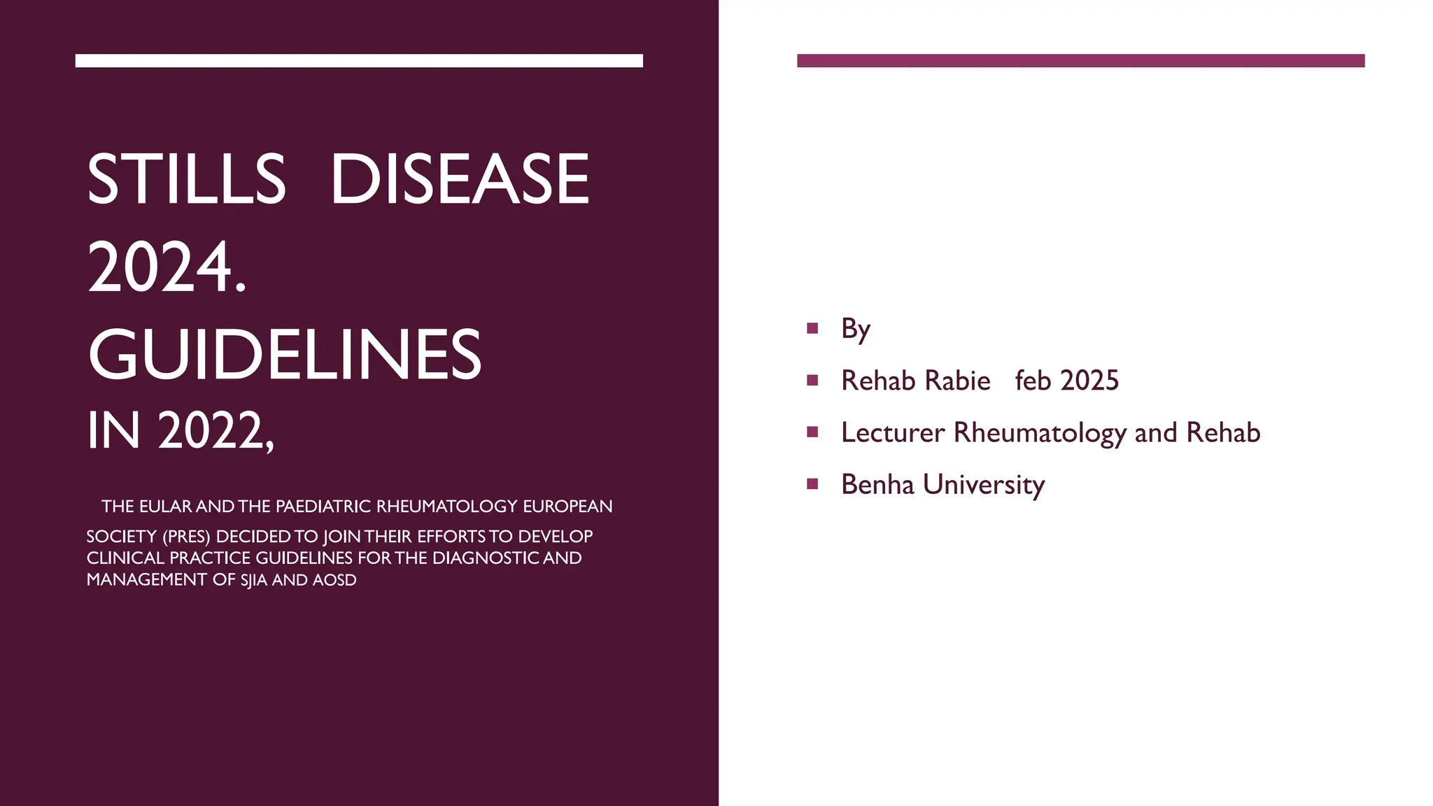 Still's disease & Macrophage activation syndrome Dr Rehab Rabea ...
