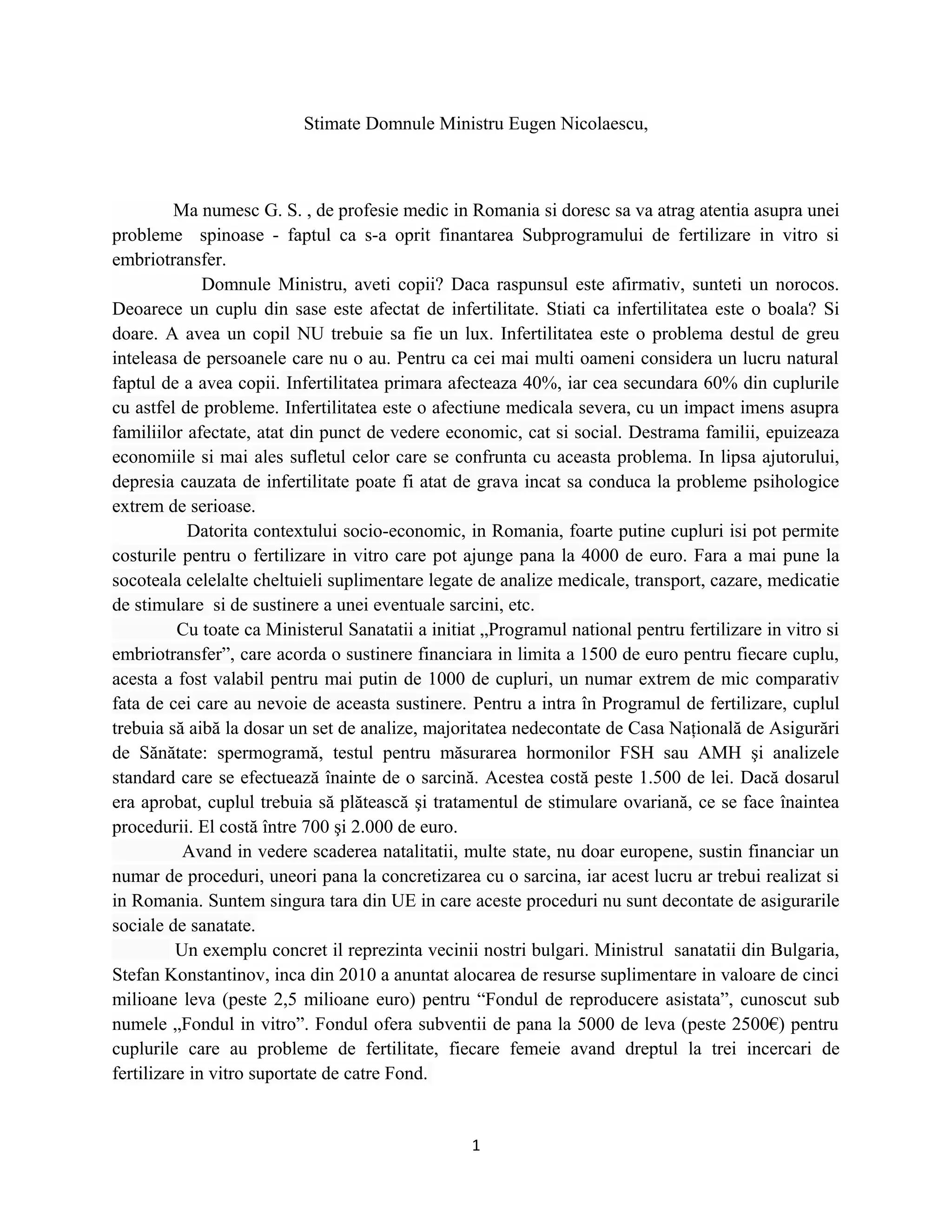 Stimate domnule ministru Eugen Nicolaescu | PDF