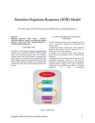 Stimulus-Organism-Response ( SOR ) Model - Phdassistance | PDF ...