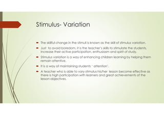 Stimulus variation skill pdf | PDF | Biological Sciences | Science
