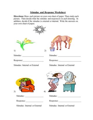 Stimulus Response Worksheet