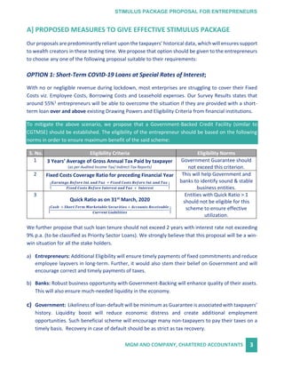 Stimulus Package Proposal for Entrepreneurs - April 2020 | PDF