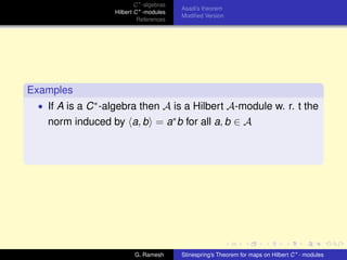 Stinespring’s theorem for maps on hilbert c star modules | PPT
