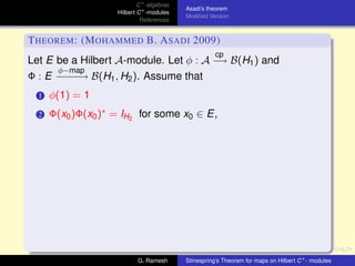 Stinespring’s theorem for maps on hilbert c star modules | PPT