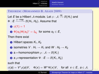Stinespring’s theorem for maps on hilbert c star modules | PPT