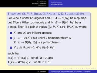 Stinespring’s theorem for maps on hilbert c star modules | PPT