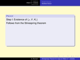Stinespring’s theorem for maps on hilbert c star modules | PPT