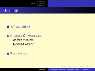 Stinespring’s theorem for maps on hilbert c star modules | PPT