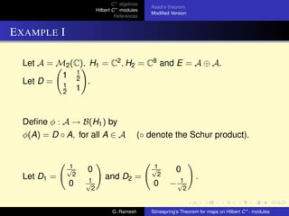 Stinespring’s theorem for maps on hilbert c star modules | PPT