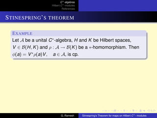 Stinespring’s theorem for maps on hilbert c star modules | PPT
