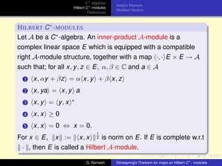 Stinespring’s theorem for maps on hilbert c star modules | PPT