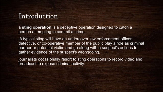 STING OPERATION..pptx | Crime & Harmful Acts to Individuals, Society ...