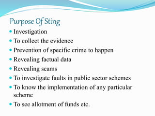 Sting Operation and Investigation slideshare | PPTX