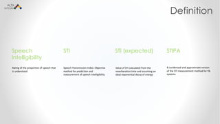 Speech Transmission Index STI - Definition, Prediction and Measurement | PPT