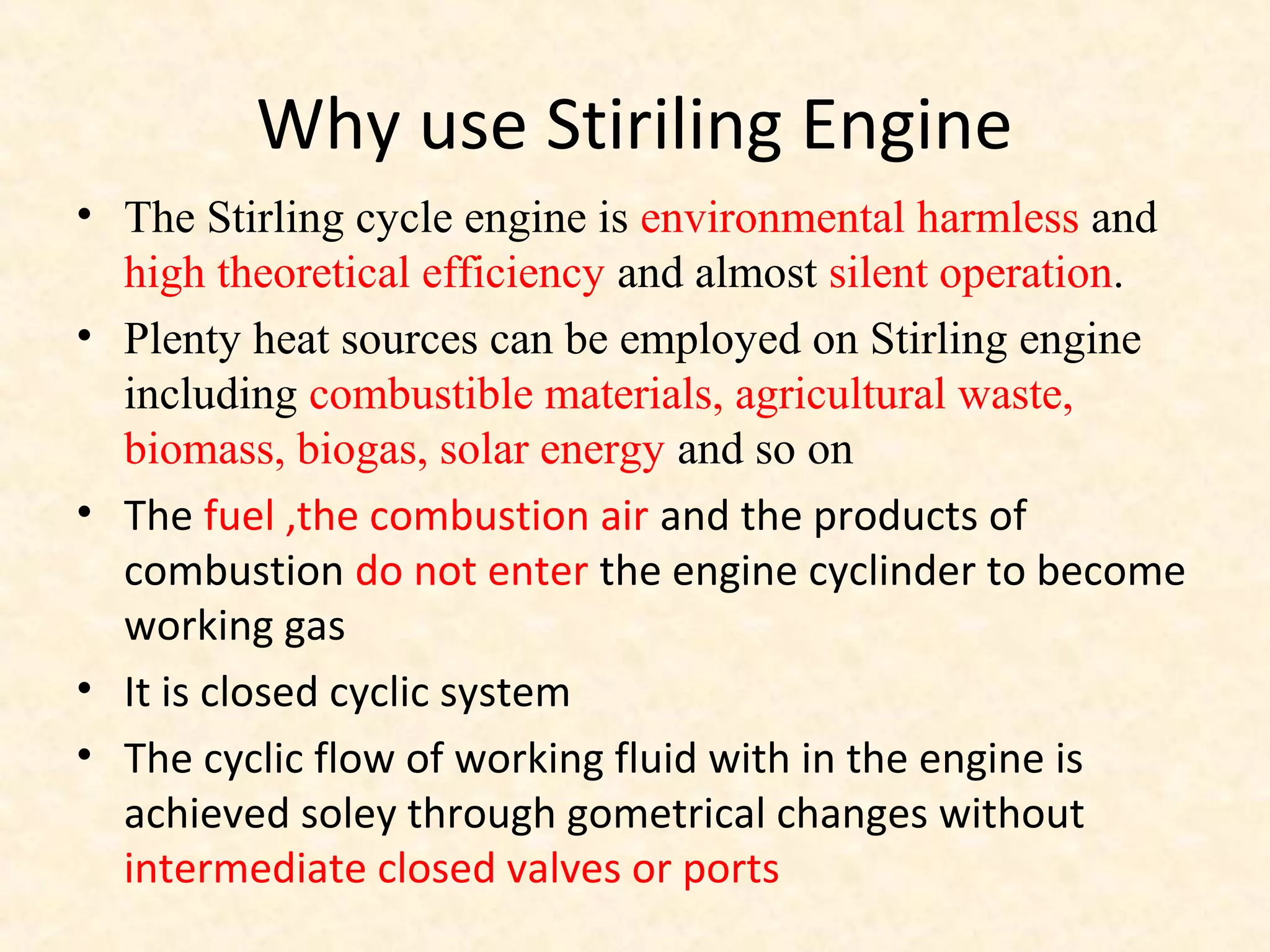 Stirling cycle & its applications | PPT