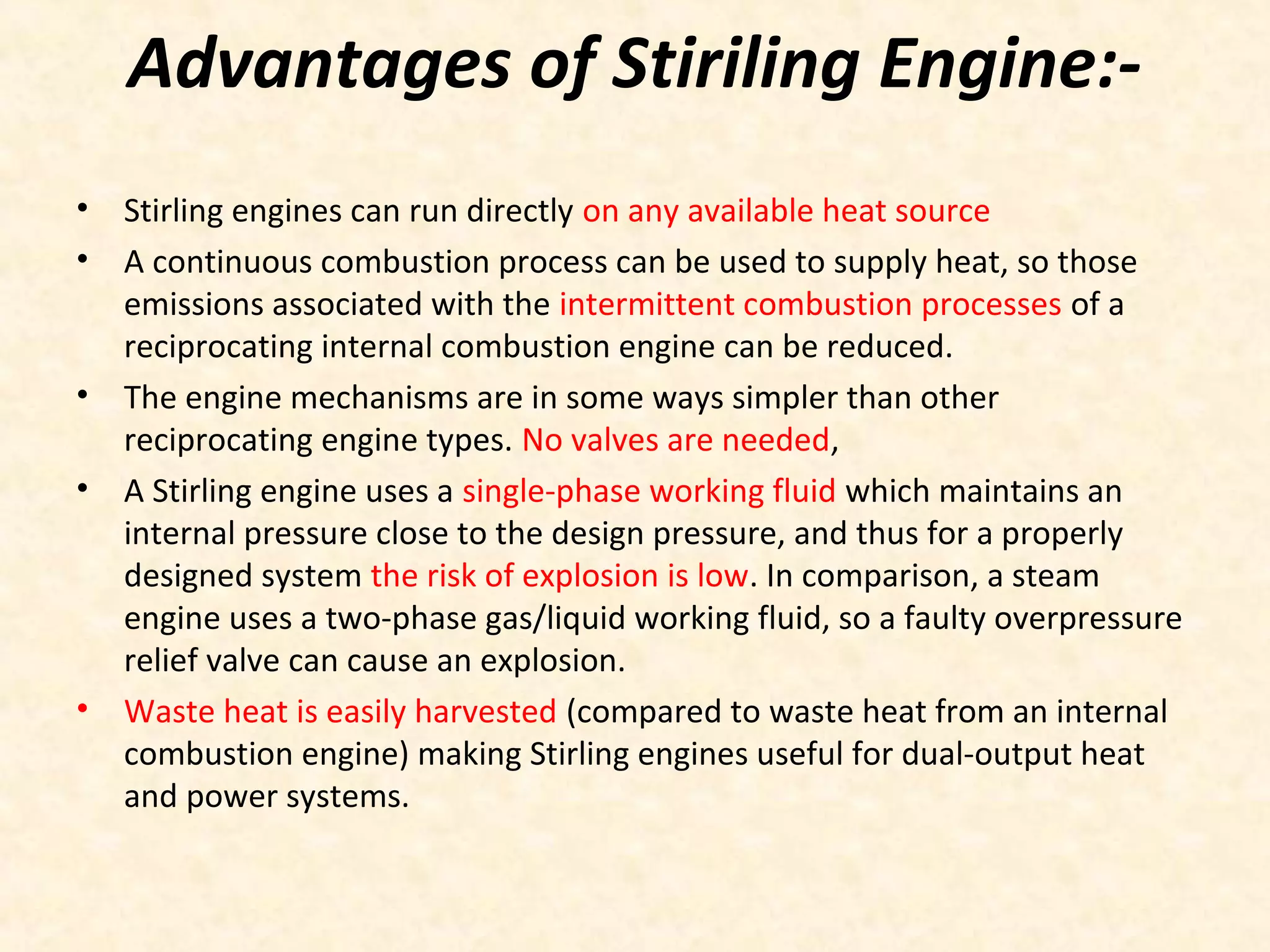 Stirling cycle & its applications | PPT
