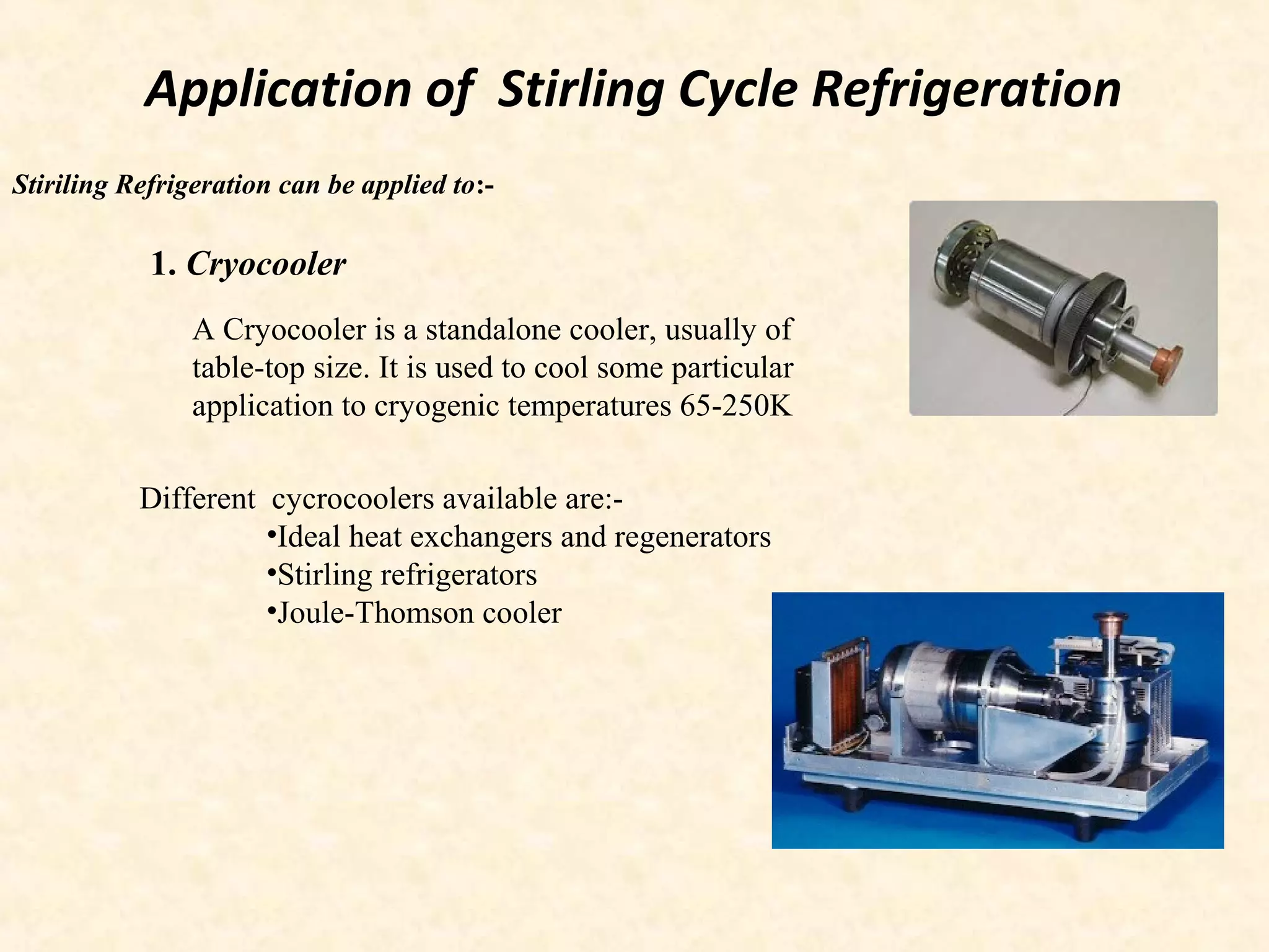Stirling cycle & its applications | PPT