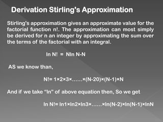 Stirling's approximation & microstate and configuration | PPT