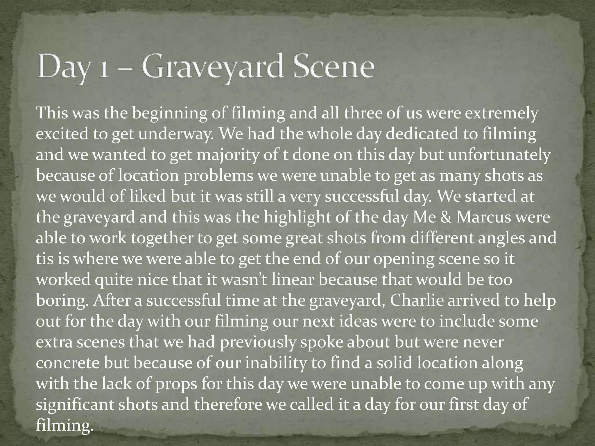 Stitches shooting diary | PPT