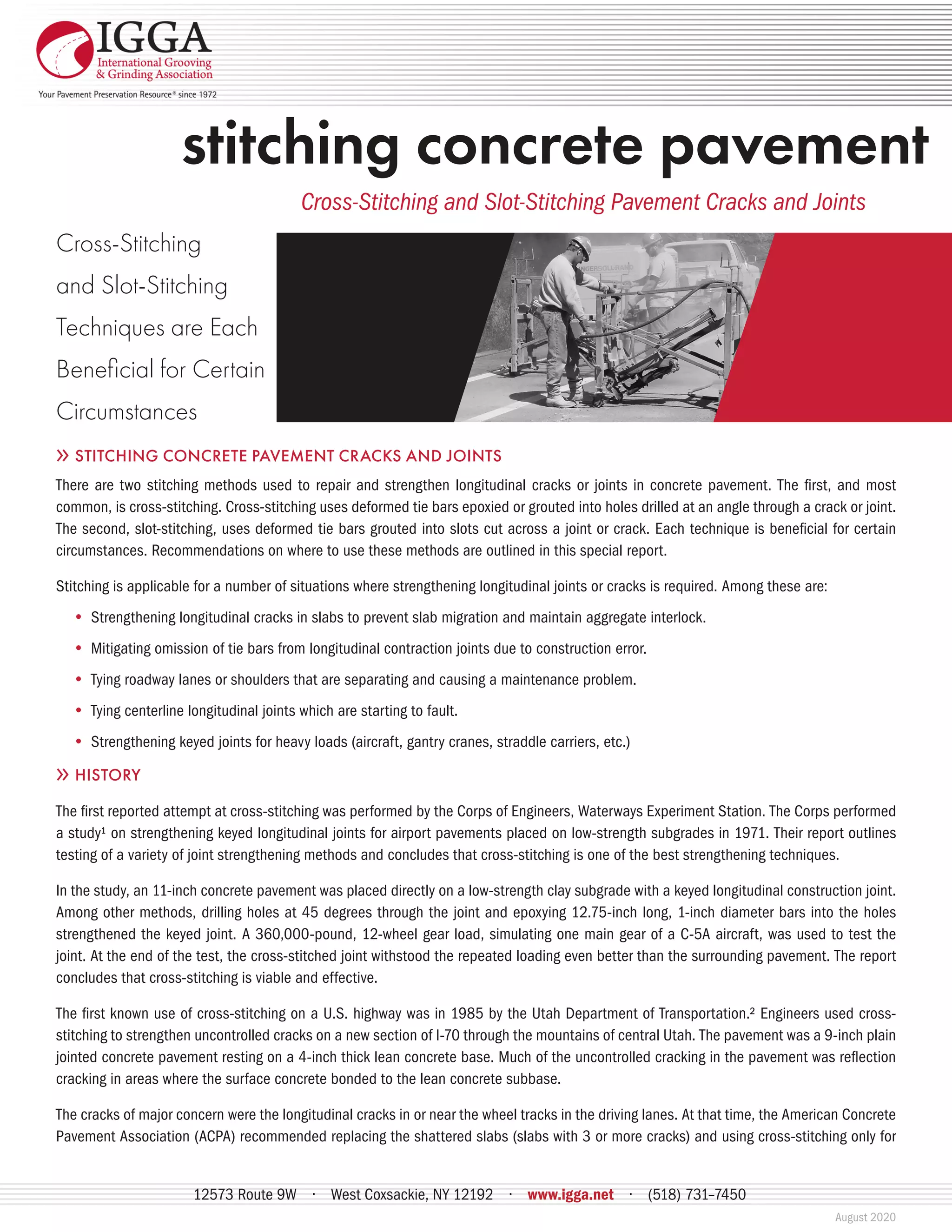 STITCHING CONCRETE PAVEMENT CRACKS AND JOINTS | PDF
