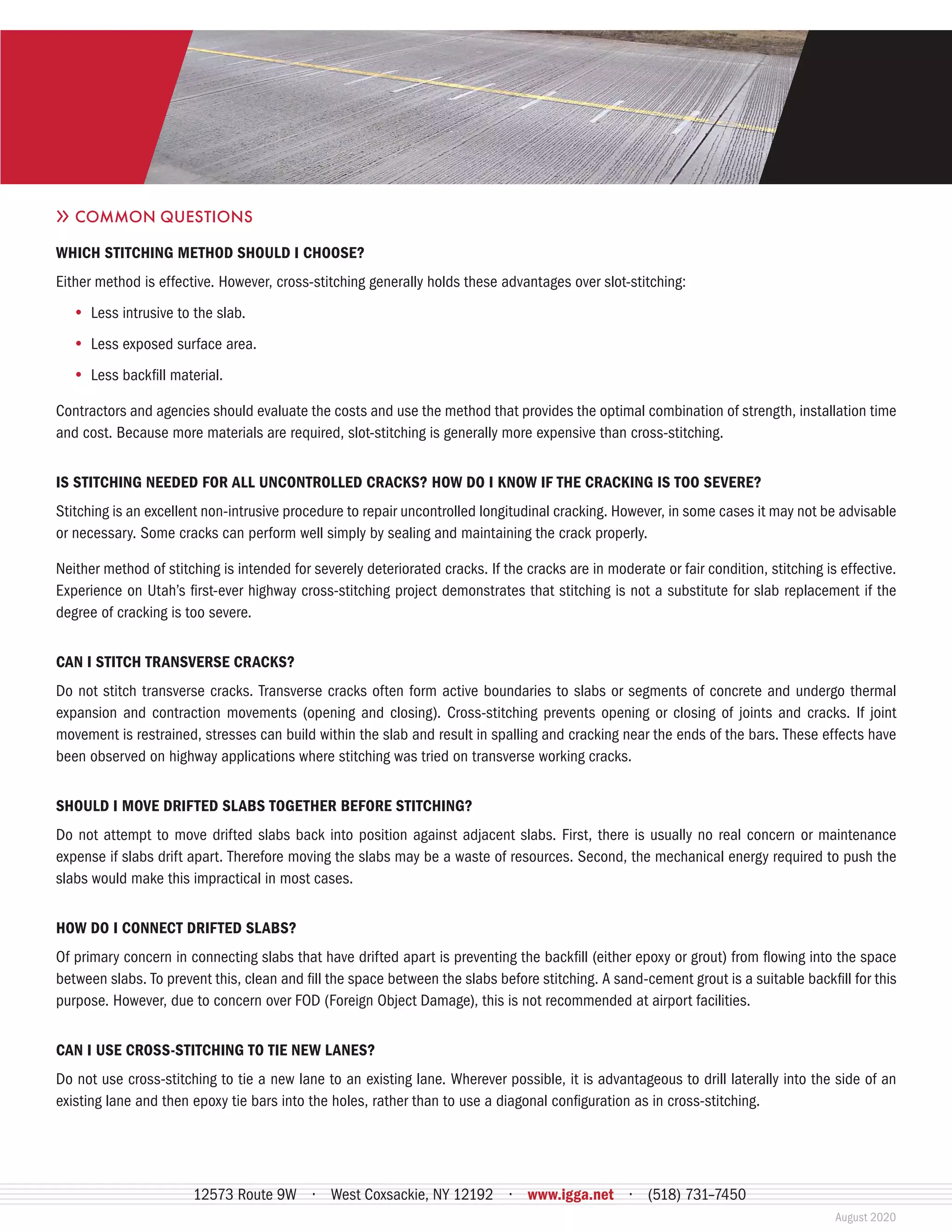 STITCHING CONCRETE PAVEMENT CRACKS AND JOINTS | PDF