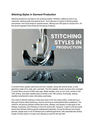 Stitching Styles in Garment Production.pdf | Needlework | Arts and Crafts