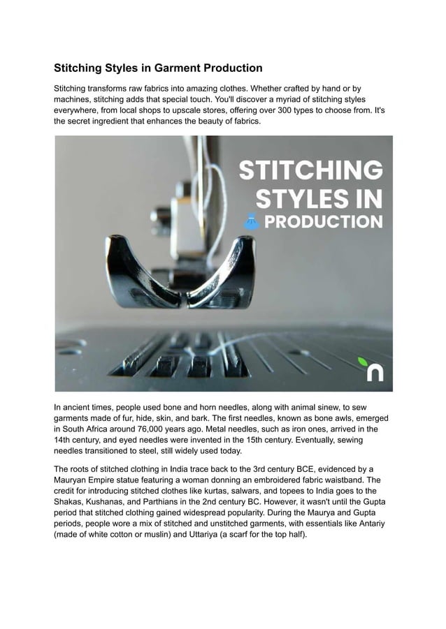 Stitching Styles in Garment Production.pdf | Needlework | Arts and Crafts
