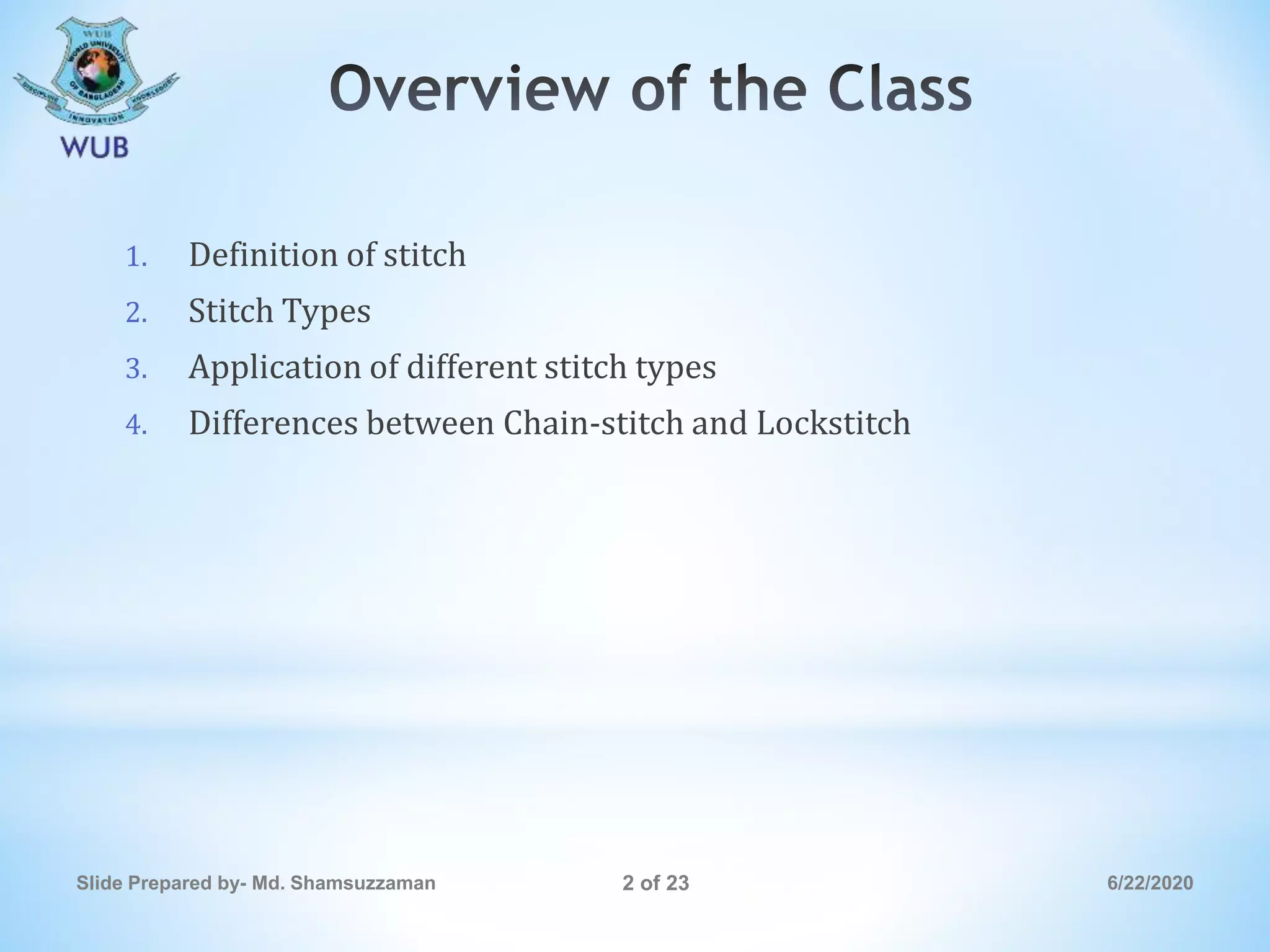 Stitch and it's classification (part 1) | PPTX