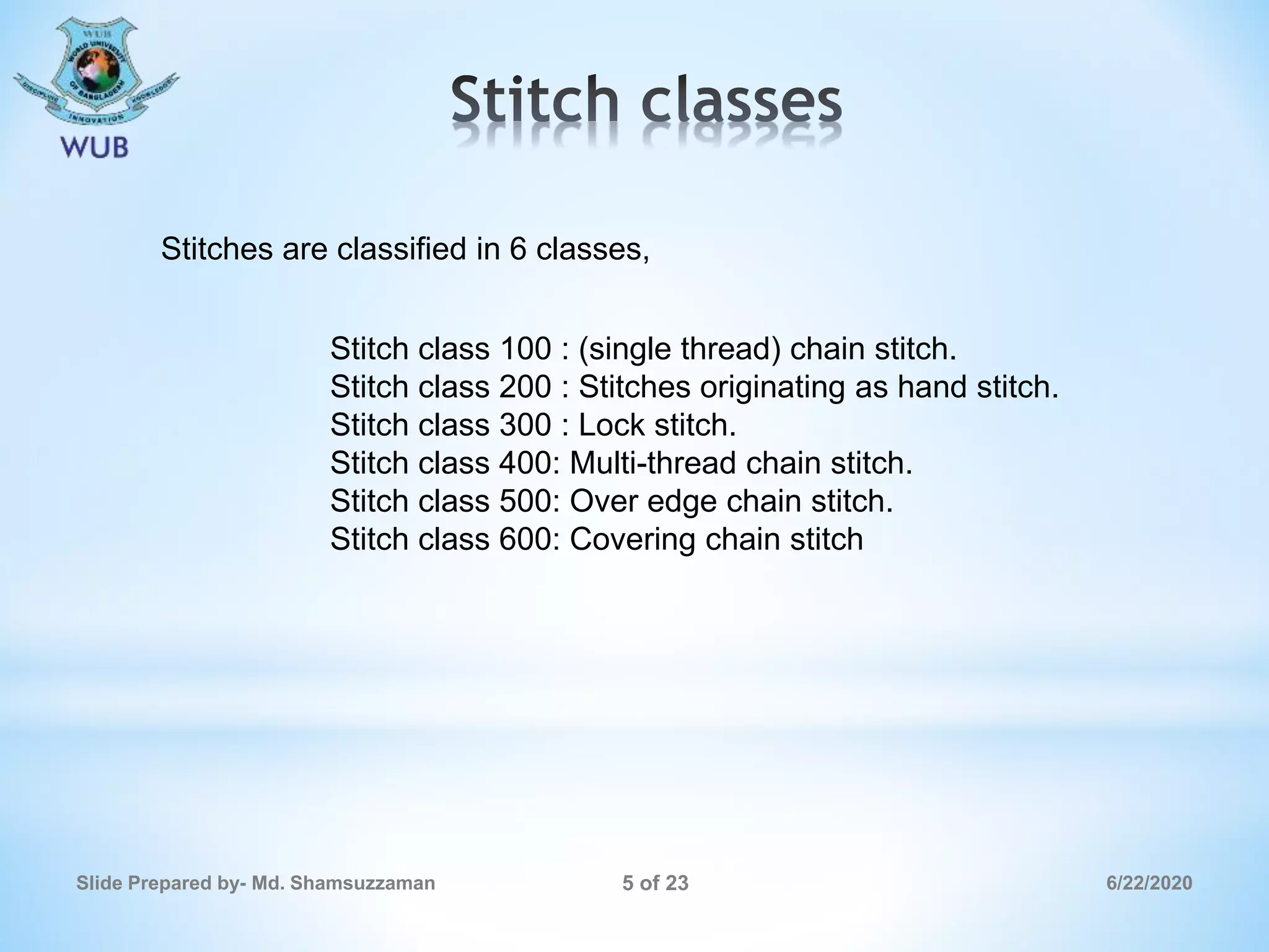 Stitch and it's classification (part 1) | PPTX