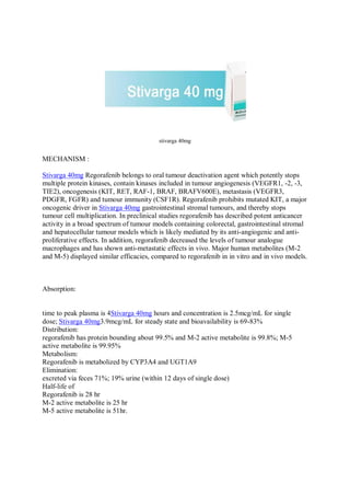 Stivarga 40mg Tablets Regorafenib Uses Side effects | PDF | Cancer ...