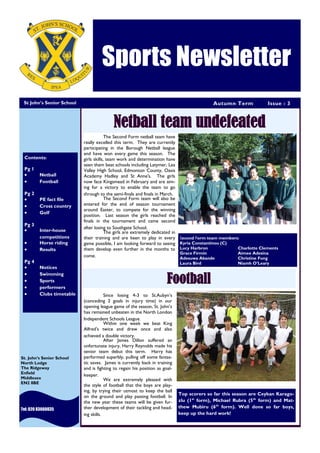 St johns prep and senior school sports newsletter autumn 2010 | PDF
