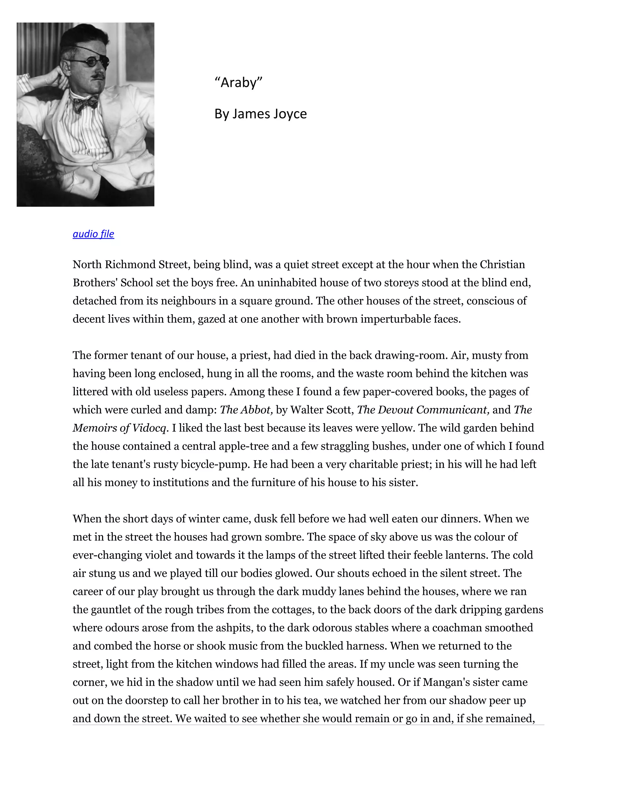 James Joyce Araby | DOC