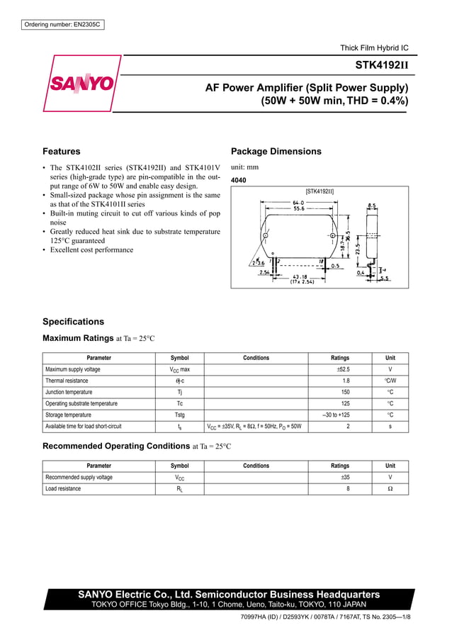 Stk4192 stereo aplifier | PDF