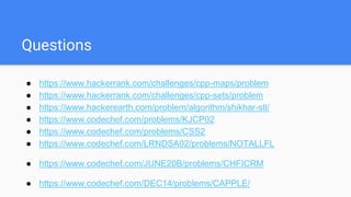 STL - Map, Set, Vector | PPTX | Programming Languages | Computing