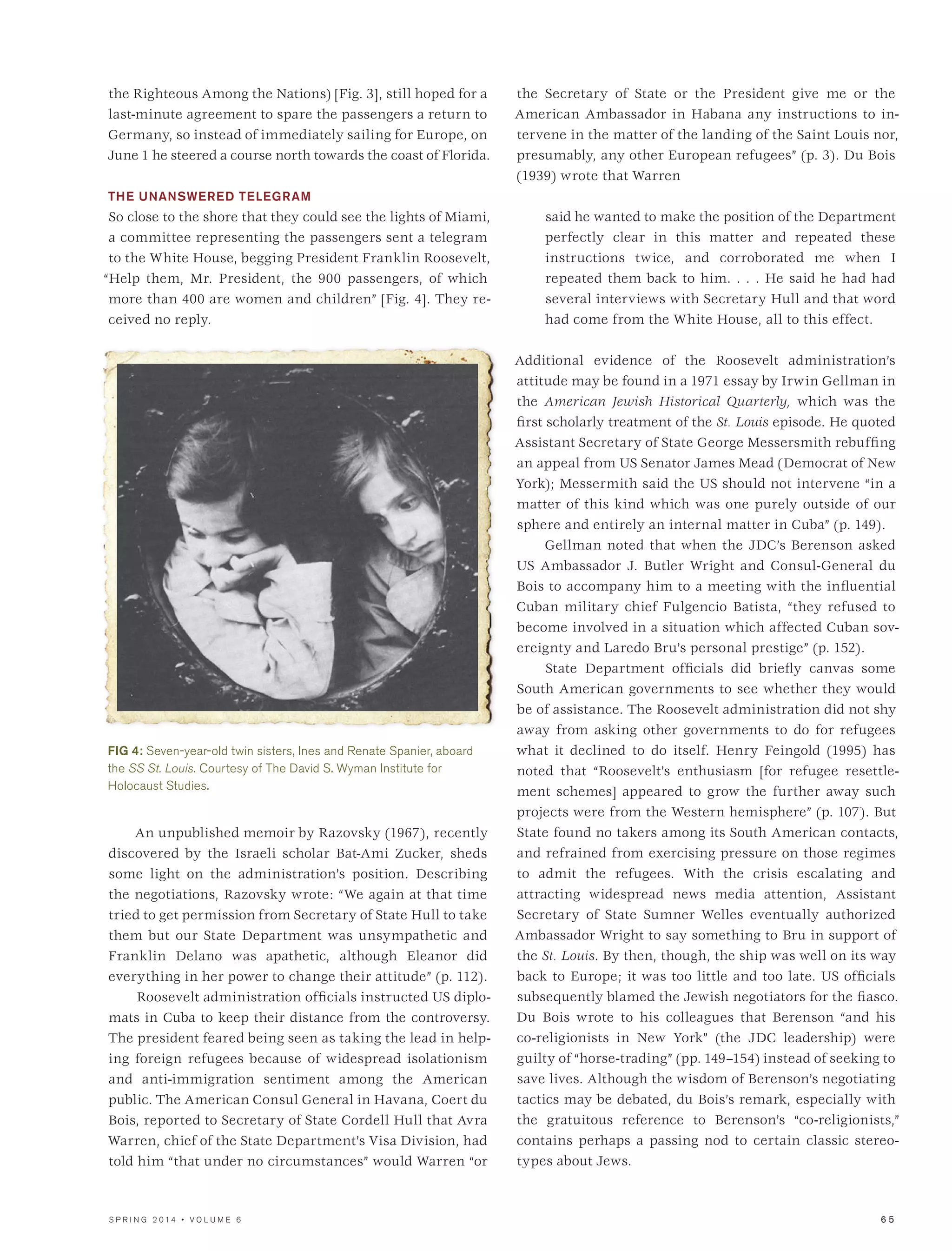 Revisiting the Voyage of the Damned by Rafael Medoff | Prism | PDF