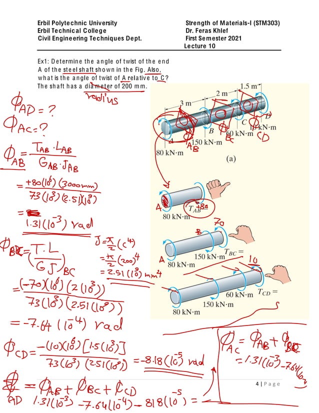 Angle of Twist lecture 10 | PDF | Physics | Science