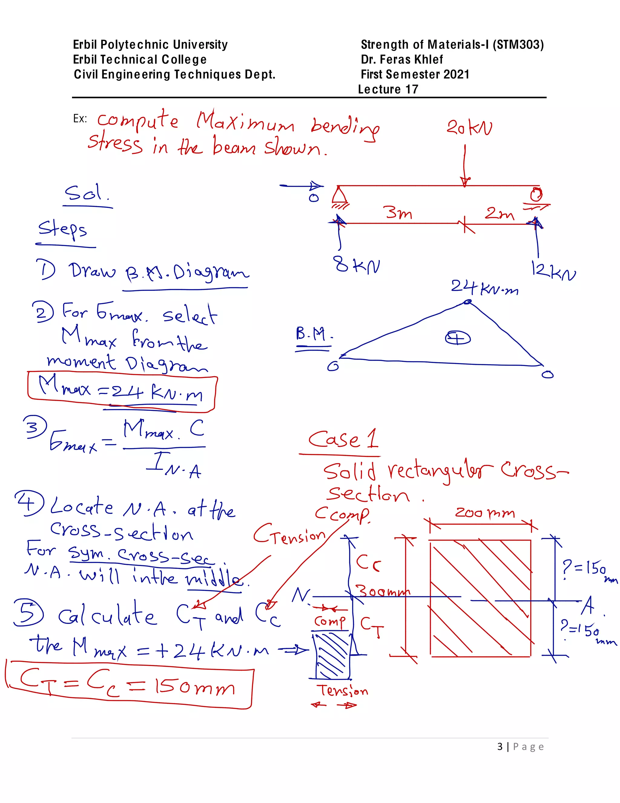 Bending stress in Beams annotated | PDF