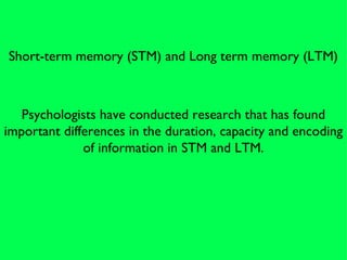 STM and LTM: Duration | PPT