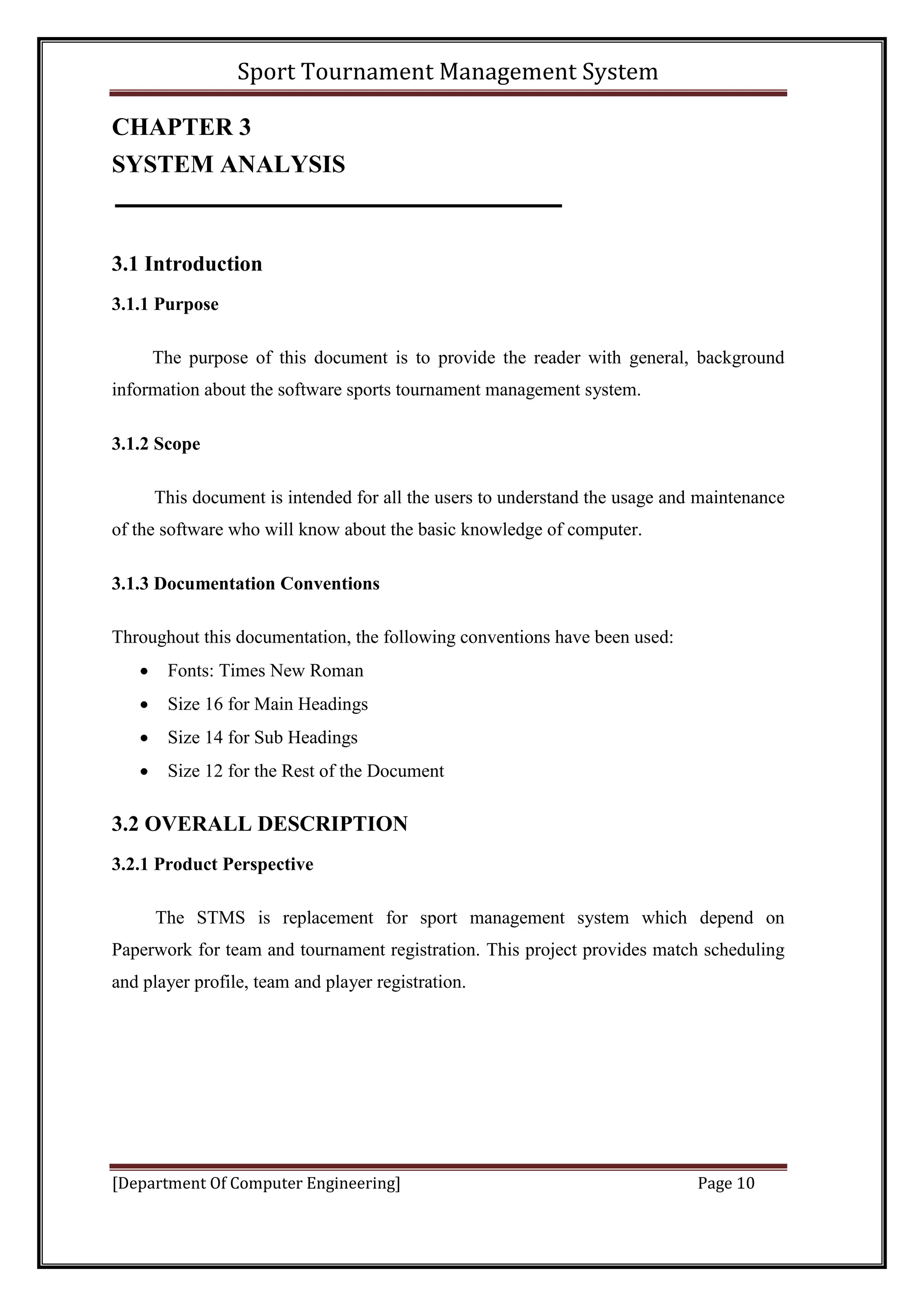 SPORT TOURNAMENT MANAGMENT SYSTEM (STMS) | PDF