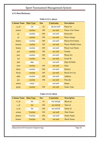 SPORT TOURNAMENT MANAGMENT SYSTEM (STMS) | PDF