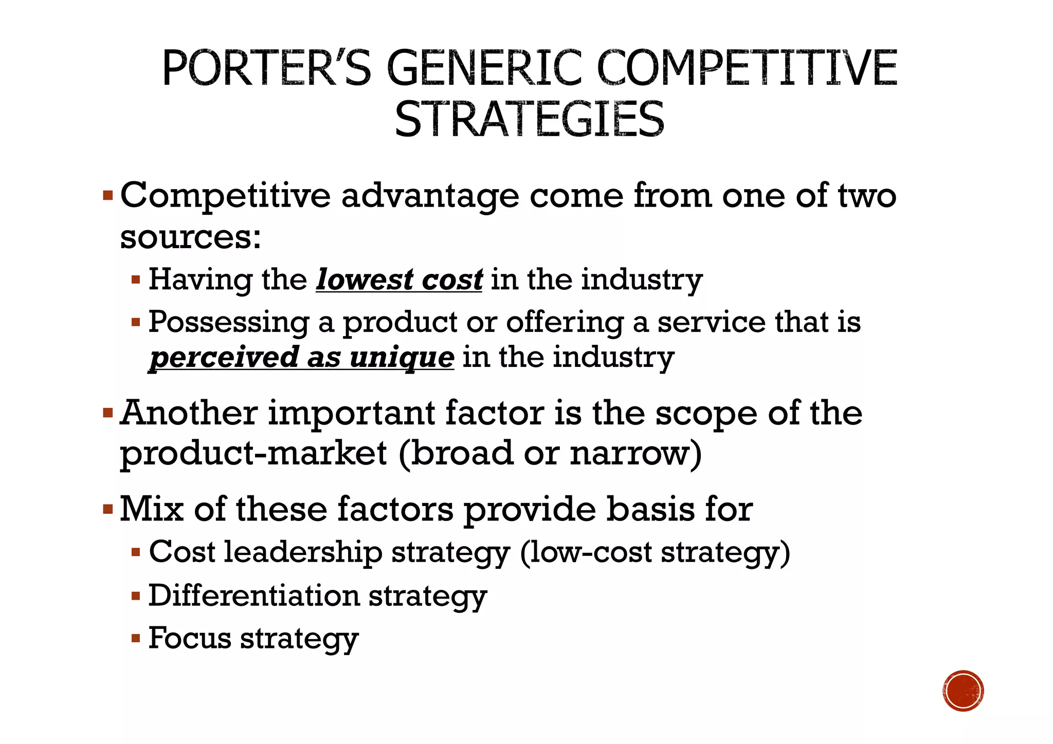 Porter Competitive Advantage Strategy | PDF
